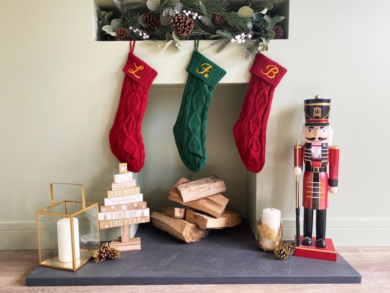 Personalised Knitted Christmas Stocking Pet Stocking Monogrammed Family Stockings Cable Knit Holiday Stocking WithCongratulations