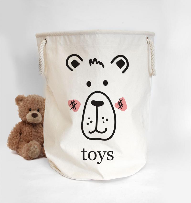 Printed Toy Basket Storage Bag with Bear Design WithCongratulations